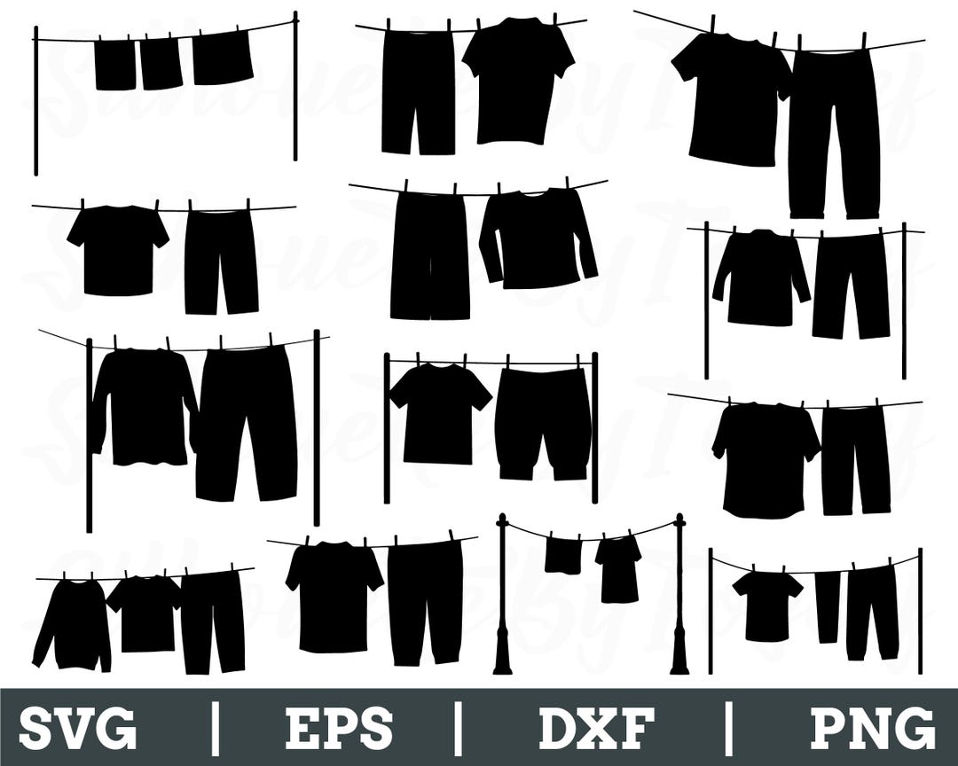 Clothesline Svg, Clothesline Silhouette, Clothesline Vector ...