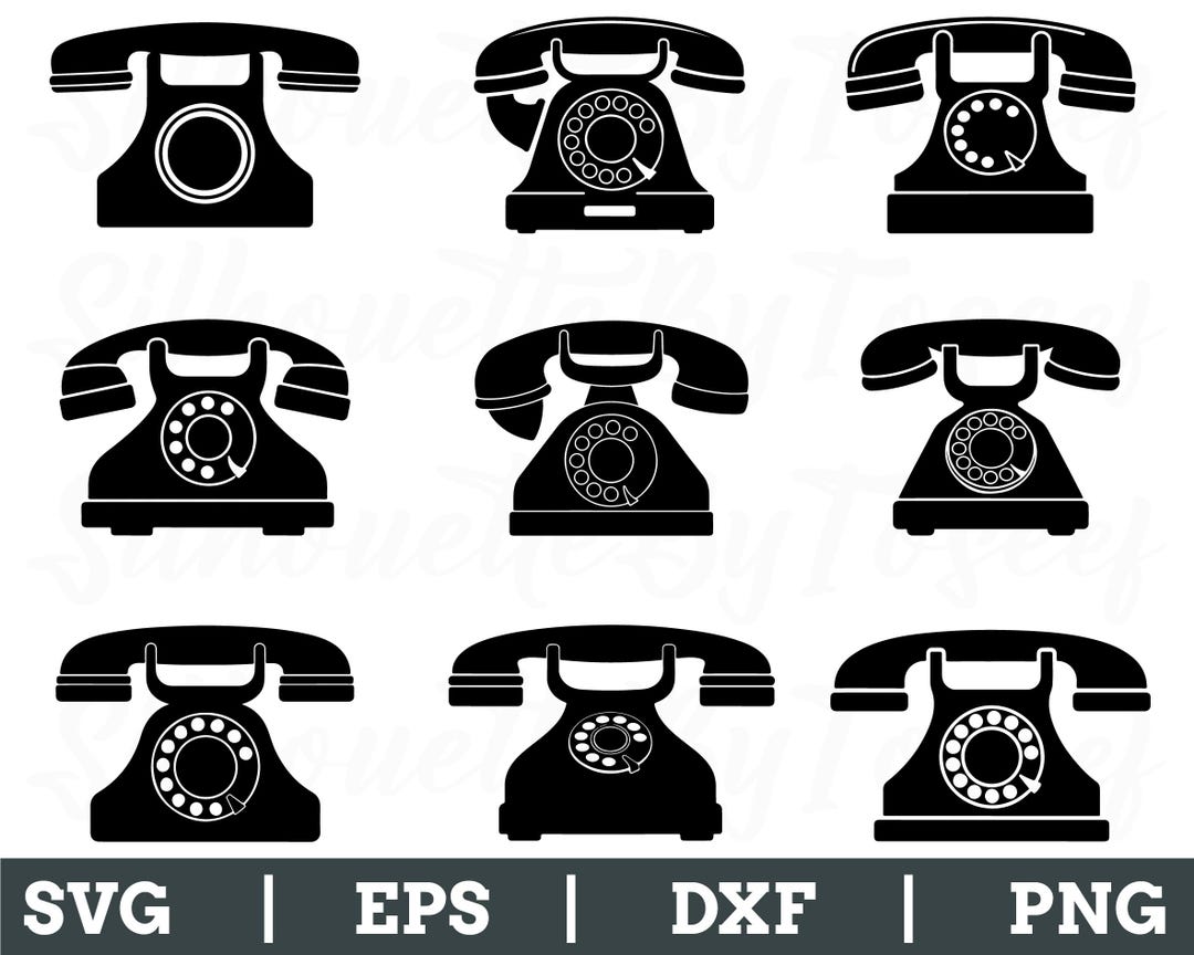 Antique Rotary Phone Svg, Rotary Phone Silhouette, Dxf, Vintage Phone ...