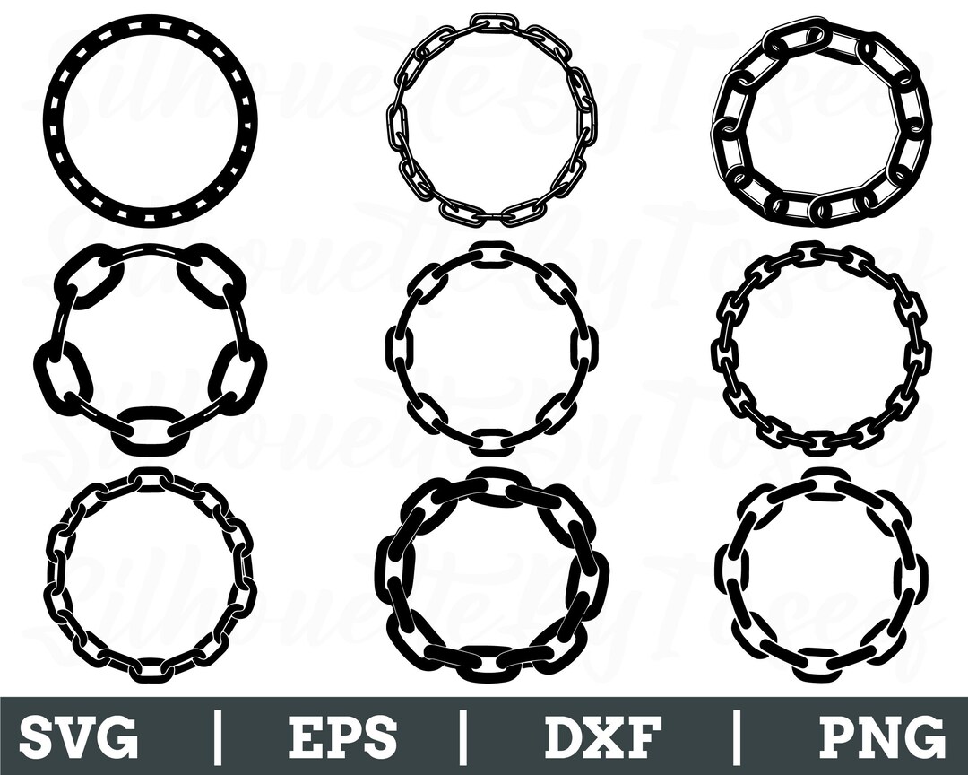 Chain Circle Svg, Chain Circle Vector, Chain Circle Silhouette, Dxf ...
