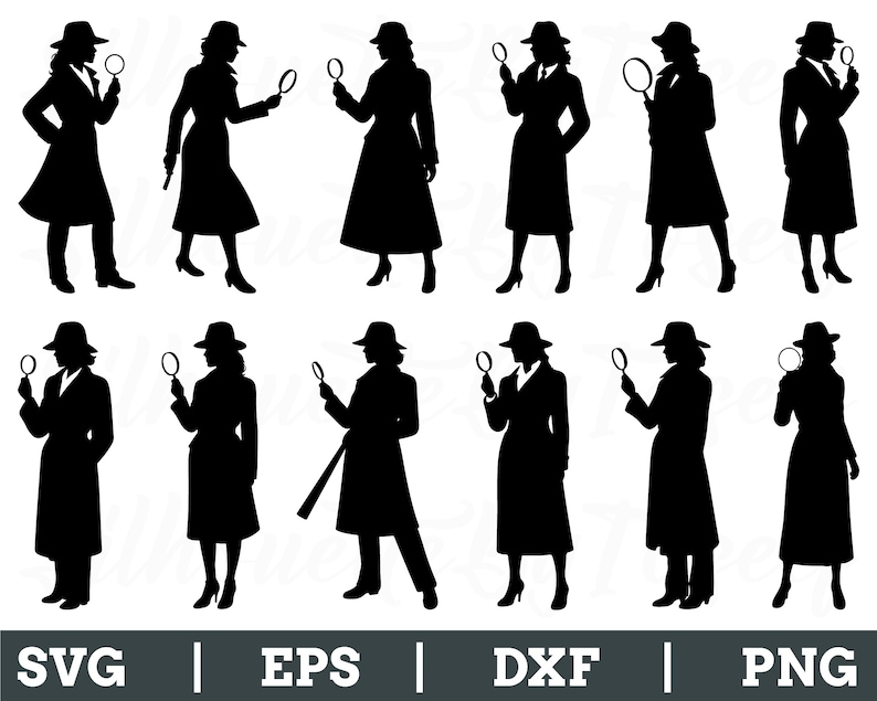 Female Detective Svg, Female Detective Silhouette, Detective Vector ...