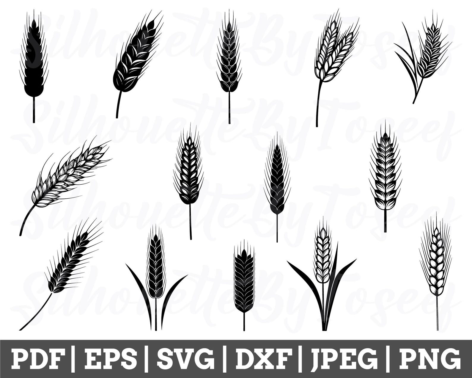 Wheat Svg, Wheat Cut File, Wheat Silhouette, Wheat Vector, Wheat Dxf ...