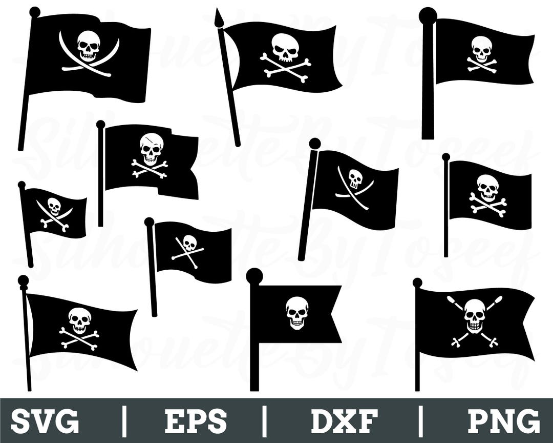 Pirate Flags Svg, Pirate Flag Vector, Pirate Flag Silhouette, Dxf, Png ...