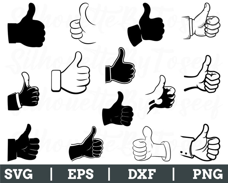 Thumbs up Svg, Thumbs up Silhouette, Thumbs up Cut File, Thumbs up Dxf ...