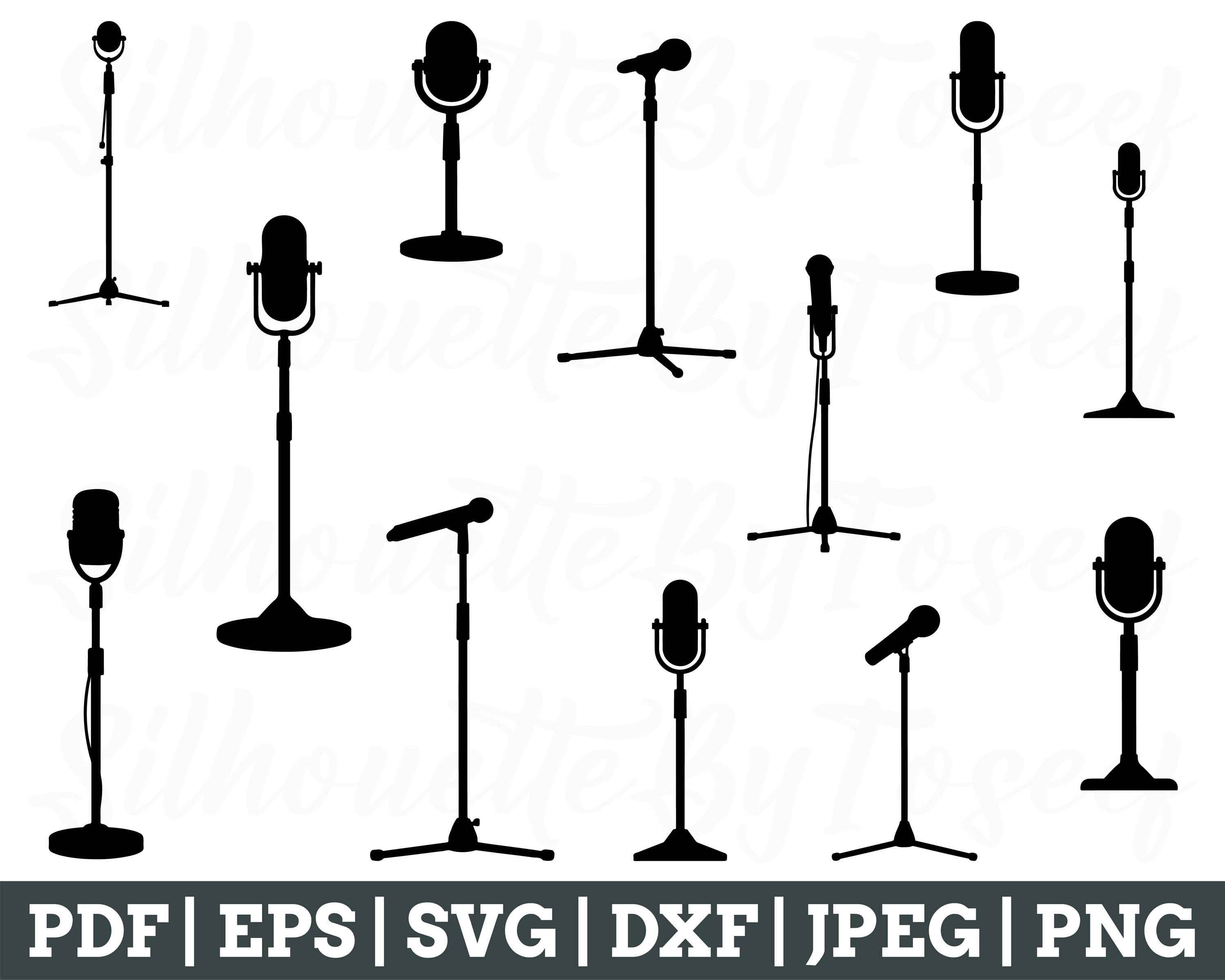 Microphone Stand Svg, Microphone Stand Cut File, Microphone Stand ...