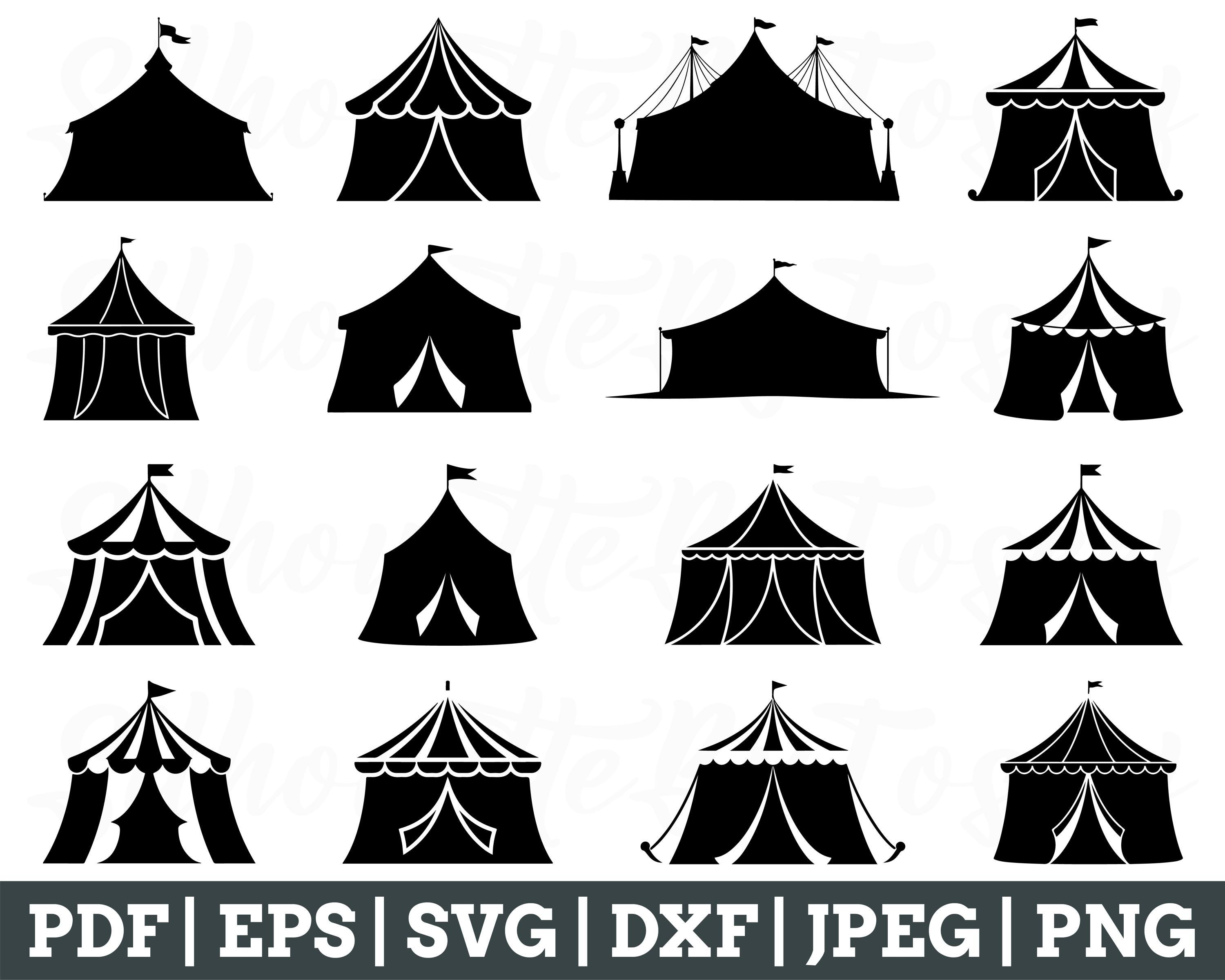 Circus Tent Svg, Circus Tent Vector, Tent Silhouette, Tent Dxf, Jpeg ...