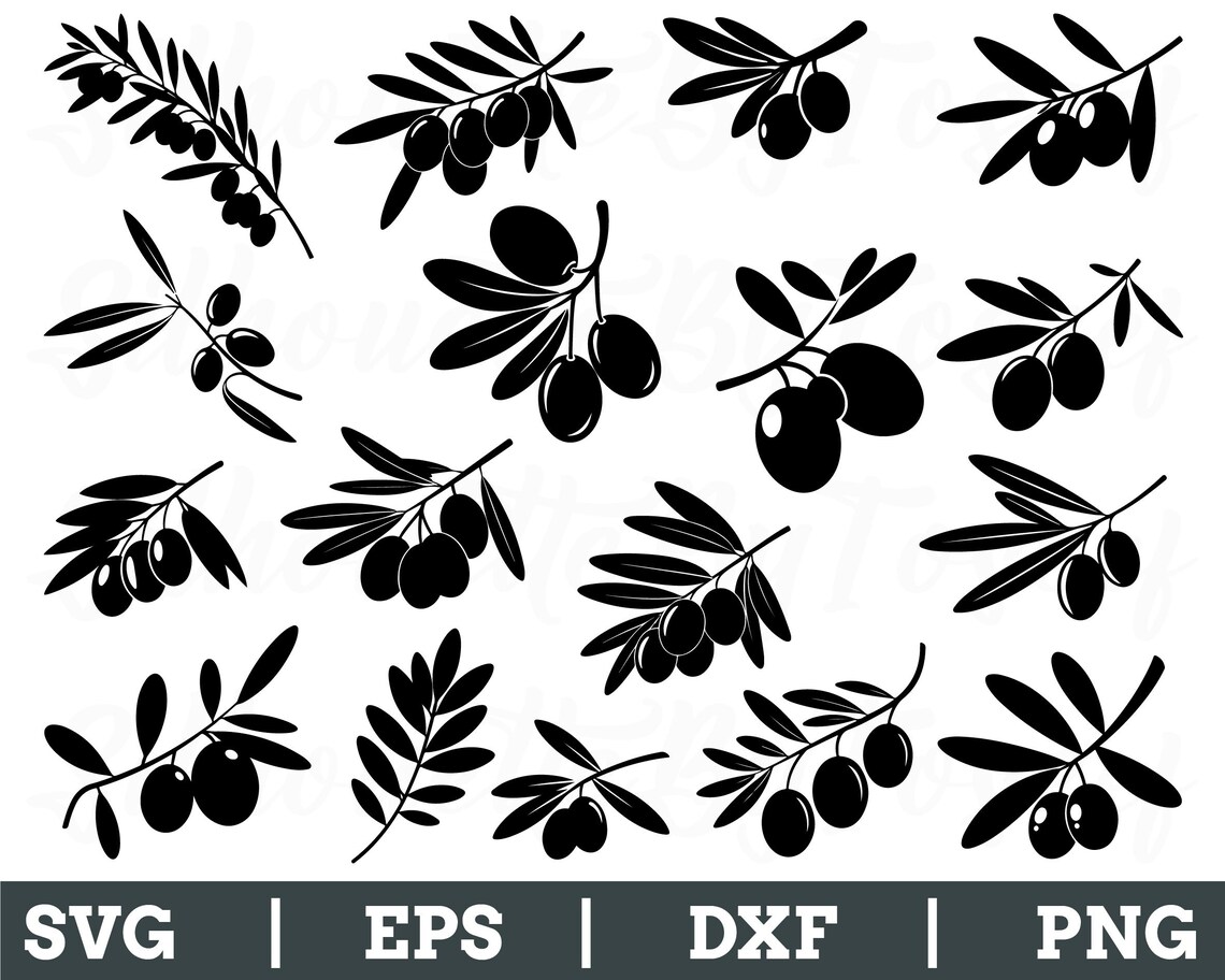 Olive Branches Svg, Olive Branch Silhouette, Olive Branch Cut File, Dxf ...