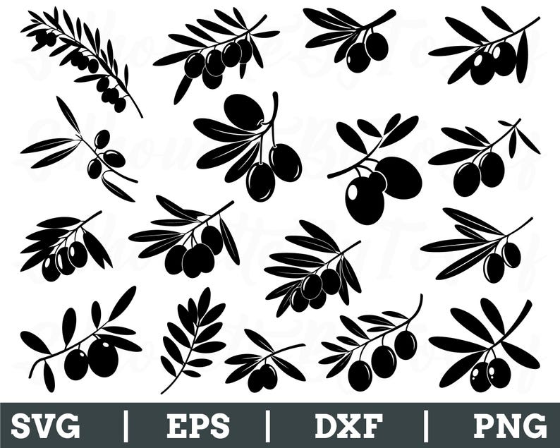 Olive Branches Svg, Olive Branch Silhouette, Olive Branch Cut File, Dxf ...