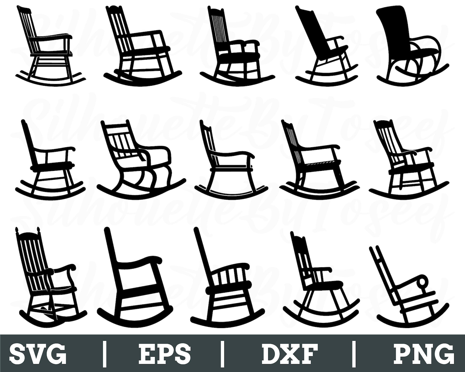Rocking Chairs Svg, Rocking Chair Silhouette, Rocking Chair Vector, Dxf ...