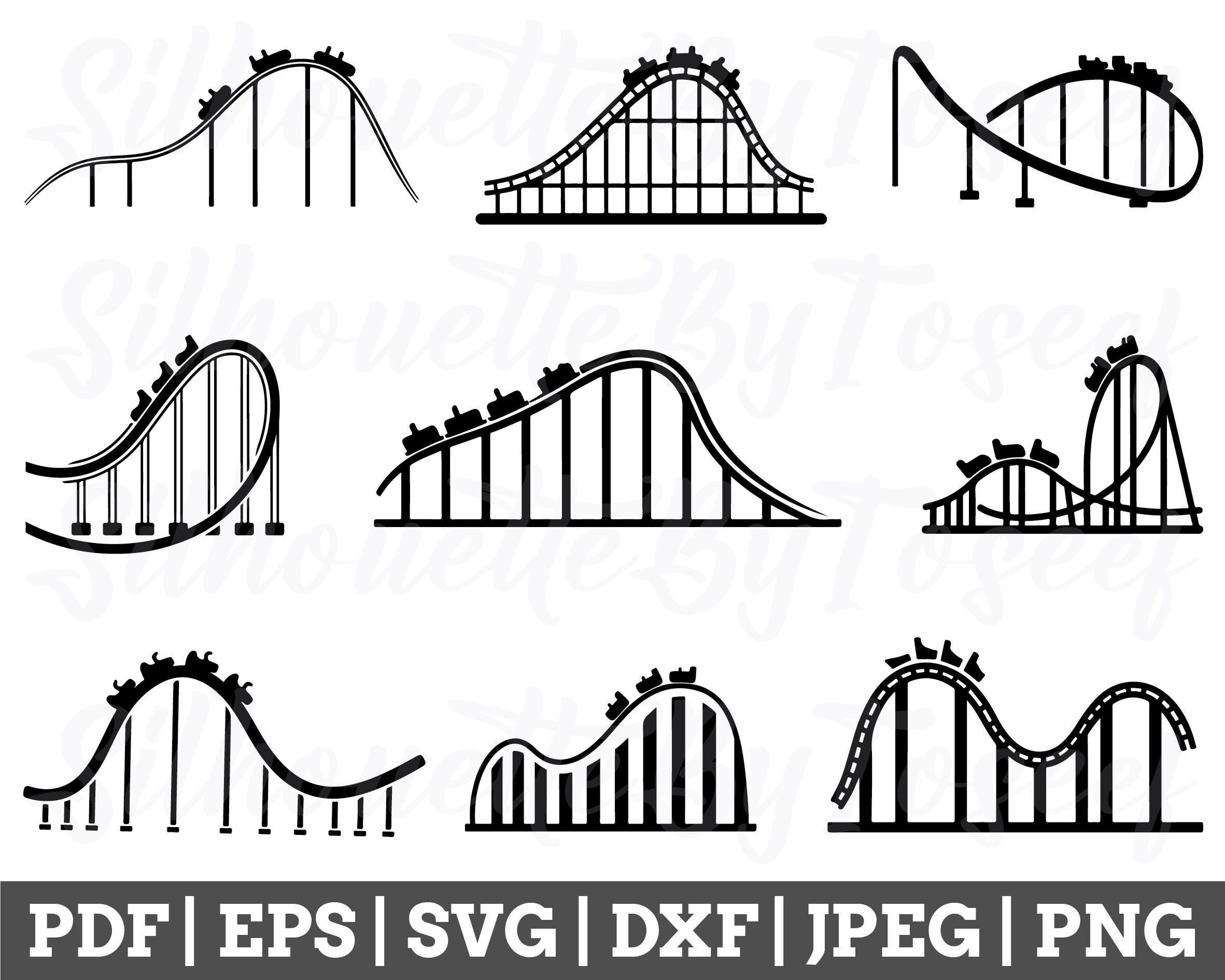 Roller Coaster Svg, Roller Coaster Cut File, Roller Coaster Silhouette ...