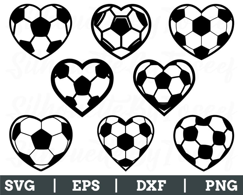 Heart Shape Soccer Ball Svg, Soccer Love, Soccer Ball Silhouette ...