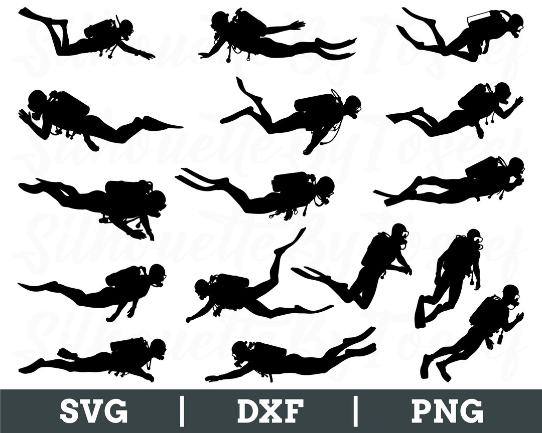Divers Svg, Divers Silhouette, Scuba Diver Cut File, Diver Dxf, Png - Etsy