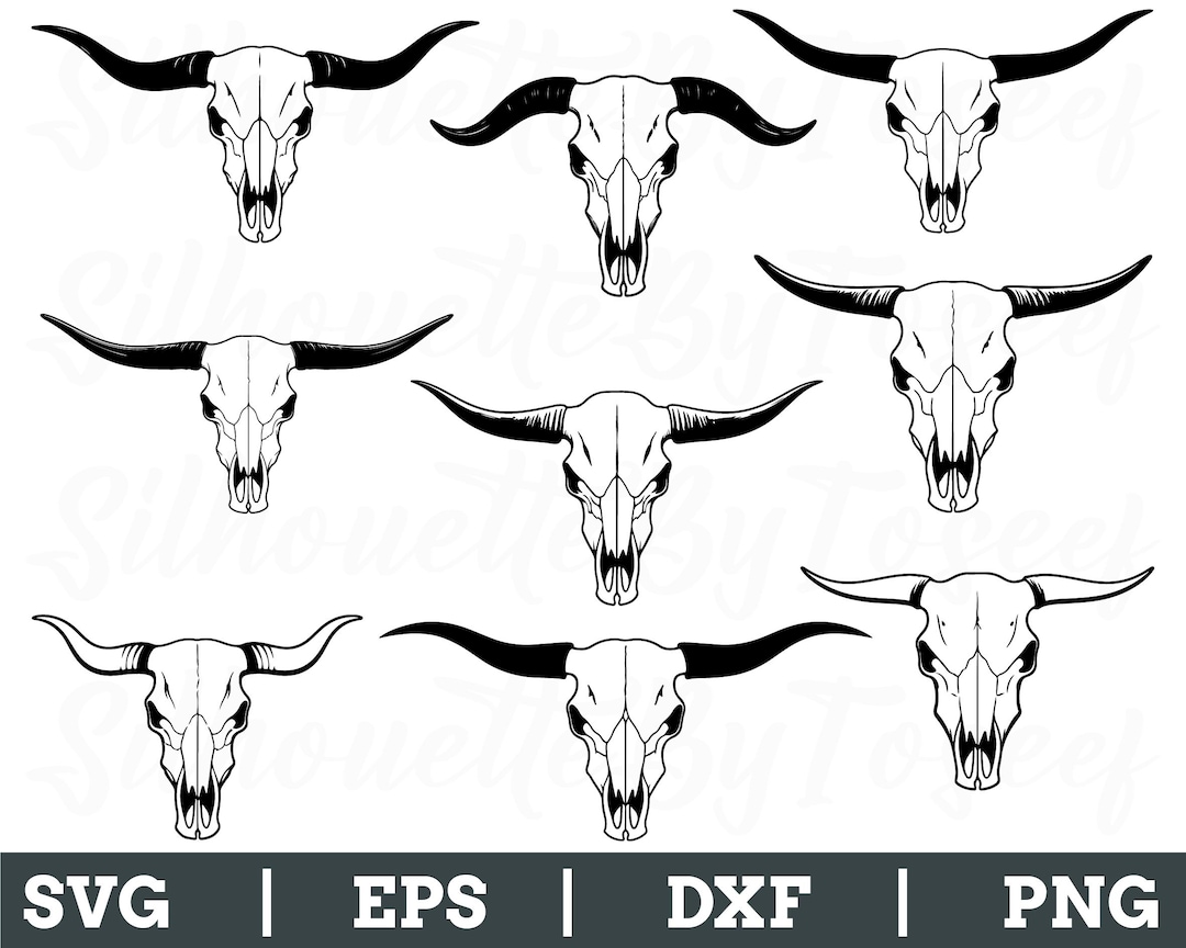 Longhorn Skull Svg, Longhorn Skull Silhouette, Longhorn Skull Vector ...