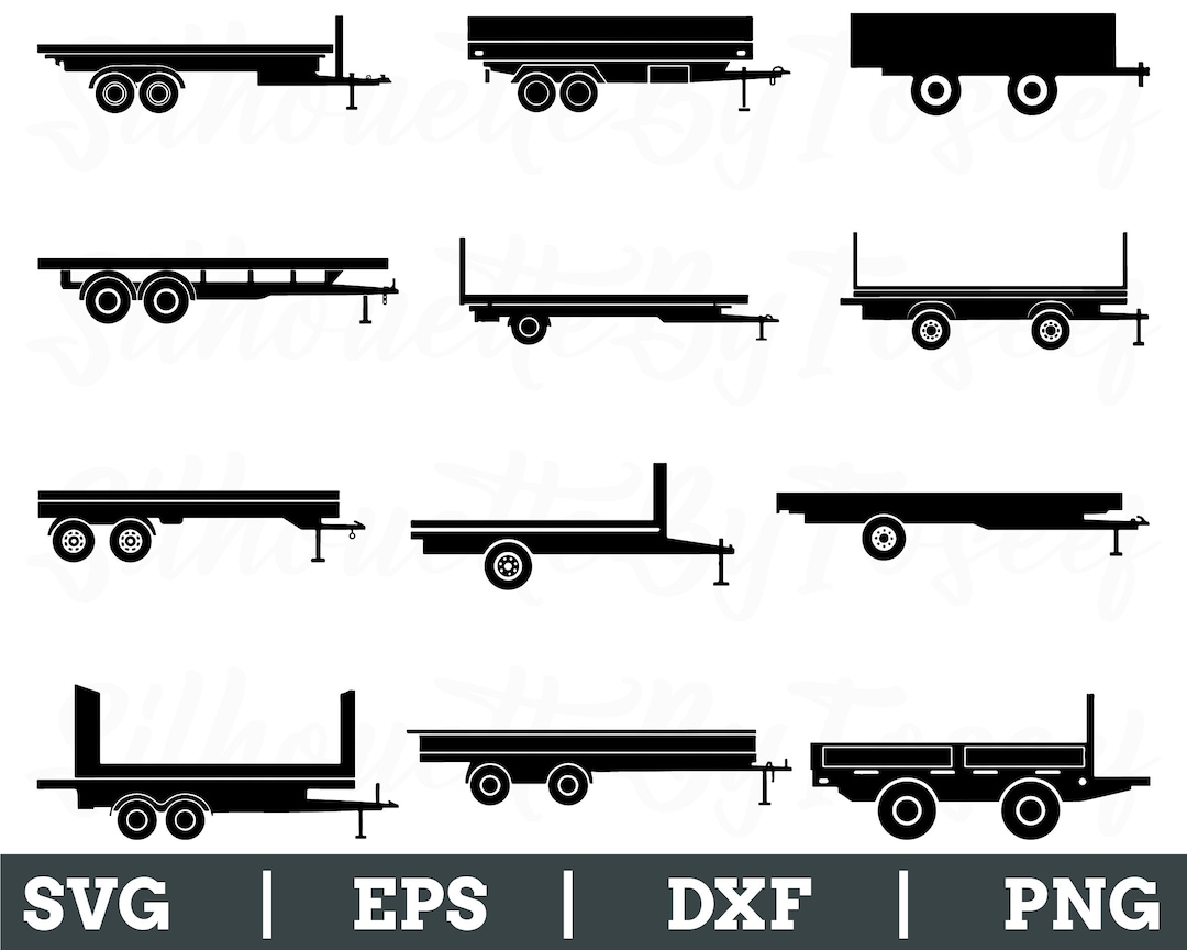 Flatbed Trailer, Flatbed Trailer Silhouette, Flatbed Trailer Cut File, Dxf, Png - Etsy