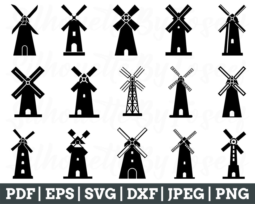 Windmill Svg, Windmill Cut File, Windmill Vector, Windmill Silhouette ...