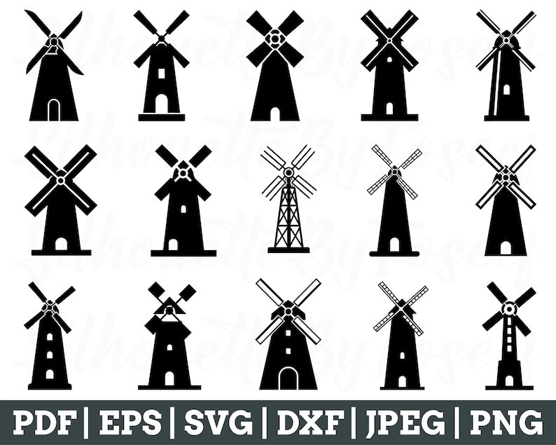 Windmill Svg, Windmill Cut File, Windmill Vector, Windmill Silhouette ...