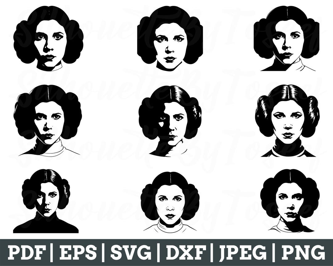 Princess Leia Svg, Princess Leia Cut File, Princess Leia Silhouette ...