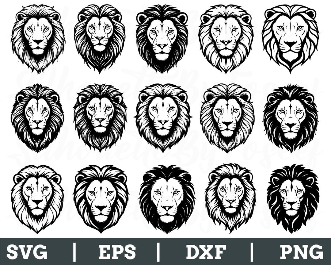 Leo Lion Svg, Leo Lion Vector, Leo Lion Silhouette, Lion Face Dxf, Png ...