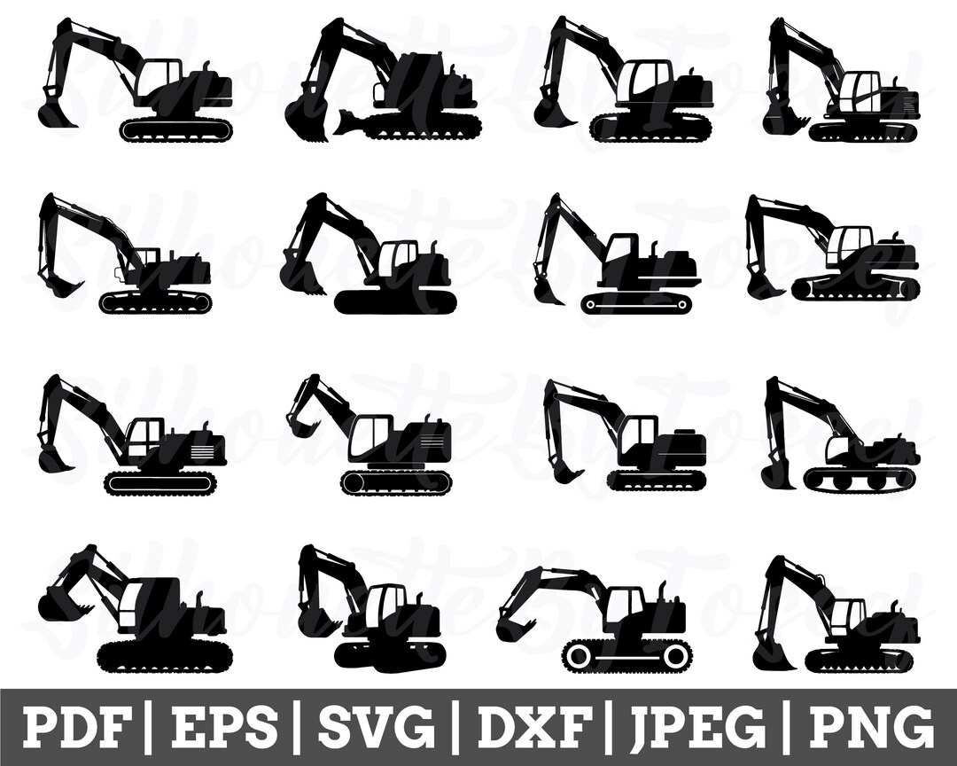 Excavator Svg, Excavator Cut File, Excavator Silhouette, Excavator ...