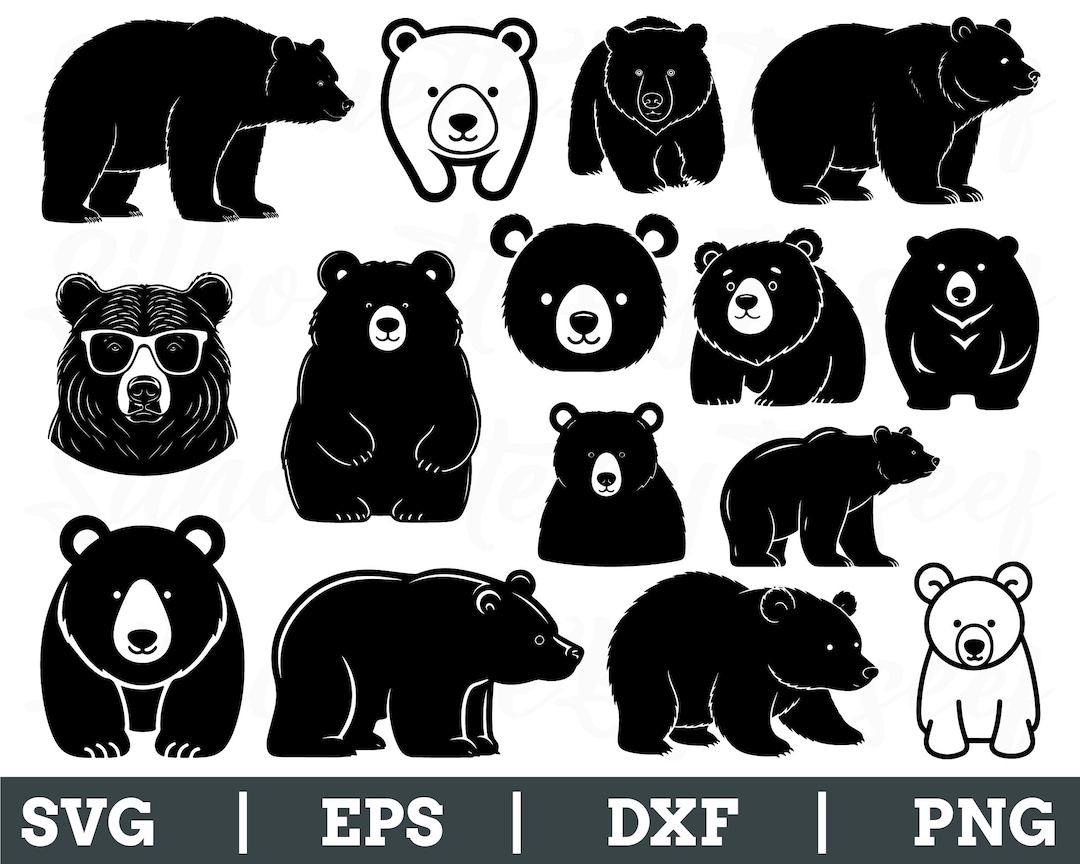 Cute Bear Svg, Cute Bear Silhouette, Cute Bear Dxf, Png - Etsy