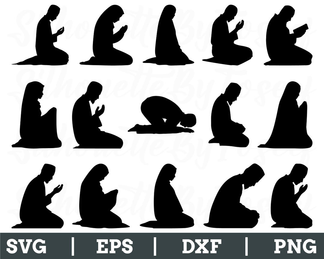 Muslim Praying Svg, Female Muslim Praying Silhouette, Muslim Prayer ...