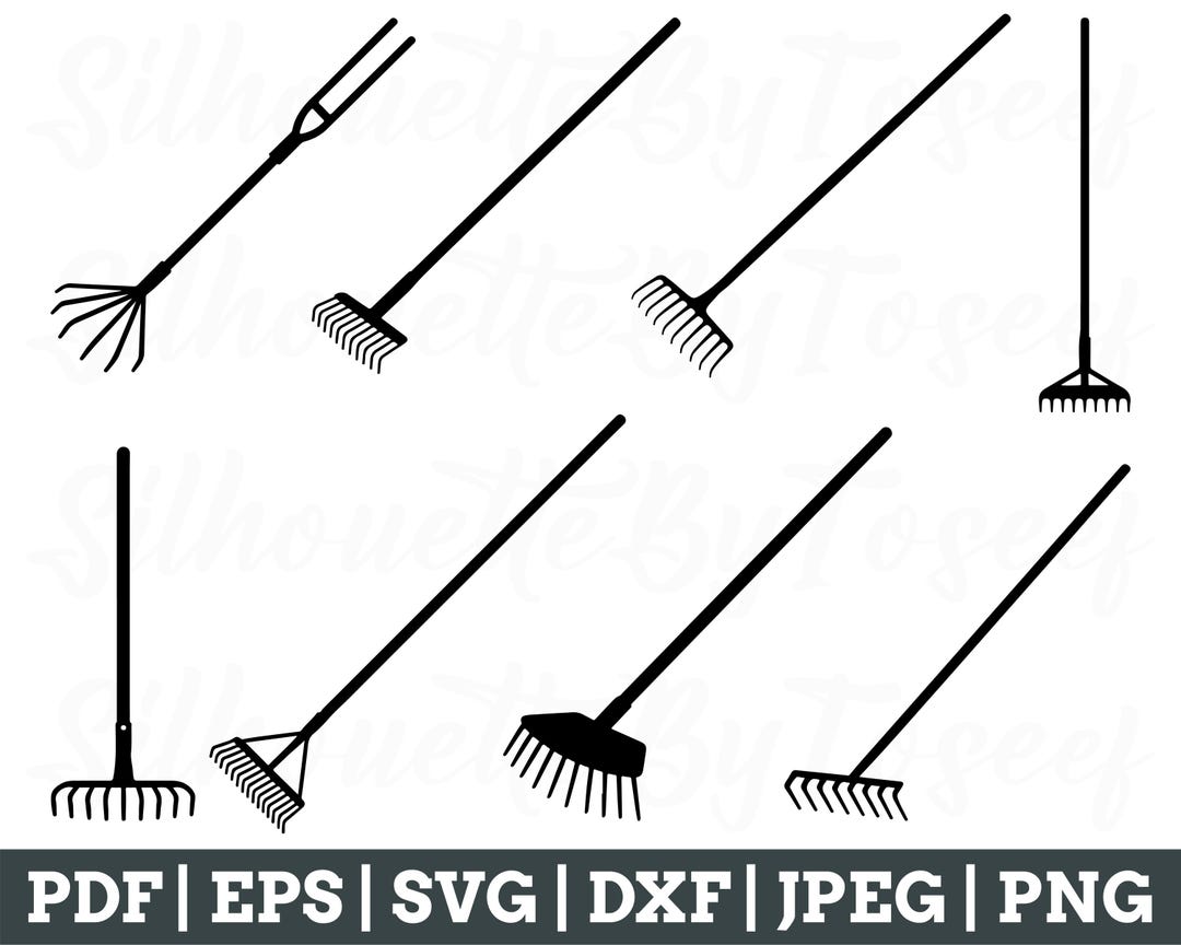 Garden Rake Svg, Garden Rake Vector, Garden Rake Silhouette, Jpeg, Png ...