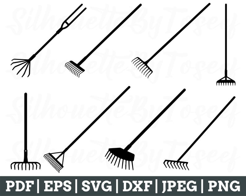 Garden Rake Svg, Garden Rake Vector, Garden Rake Silhouette, Jpeg, Png ...
