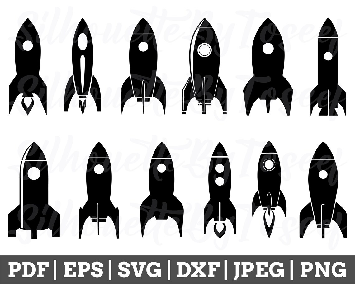 Rockets Svg, Rocket Cut File, Rocket Silhouette, Space Rocket Vector ...