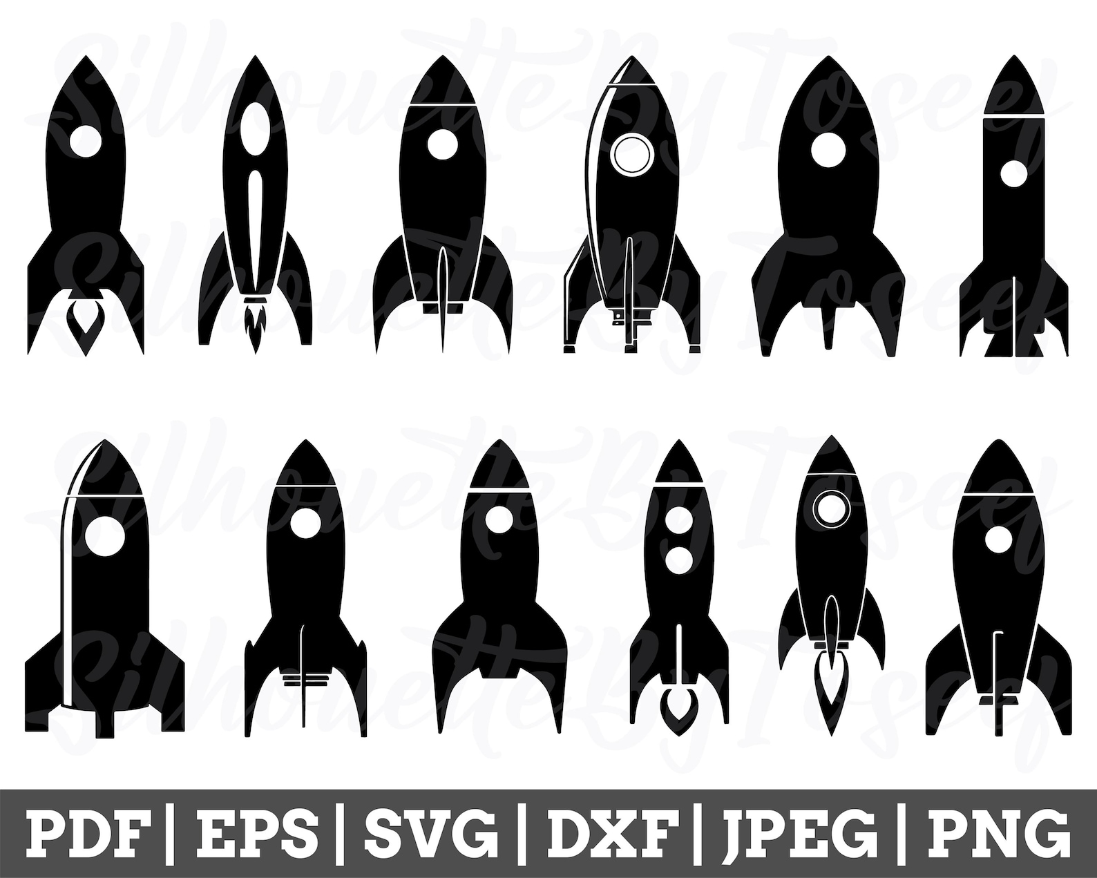 Rockets Svg, Rocket Cut File, Rocket Silhouette, Space Rocket Vector ...