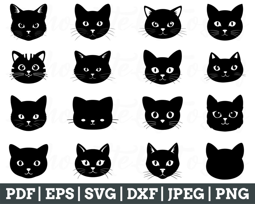 Cat Face Svg, Cat Face Cut File, Cat Face Cricut, Cat Face Vector, Jpeg ...