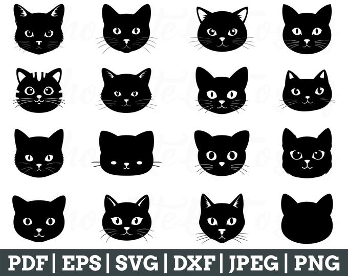 Cat Face Svg, Png, Dxf, Eps, Pdf - Etsy Canada