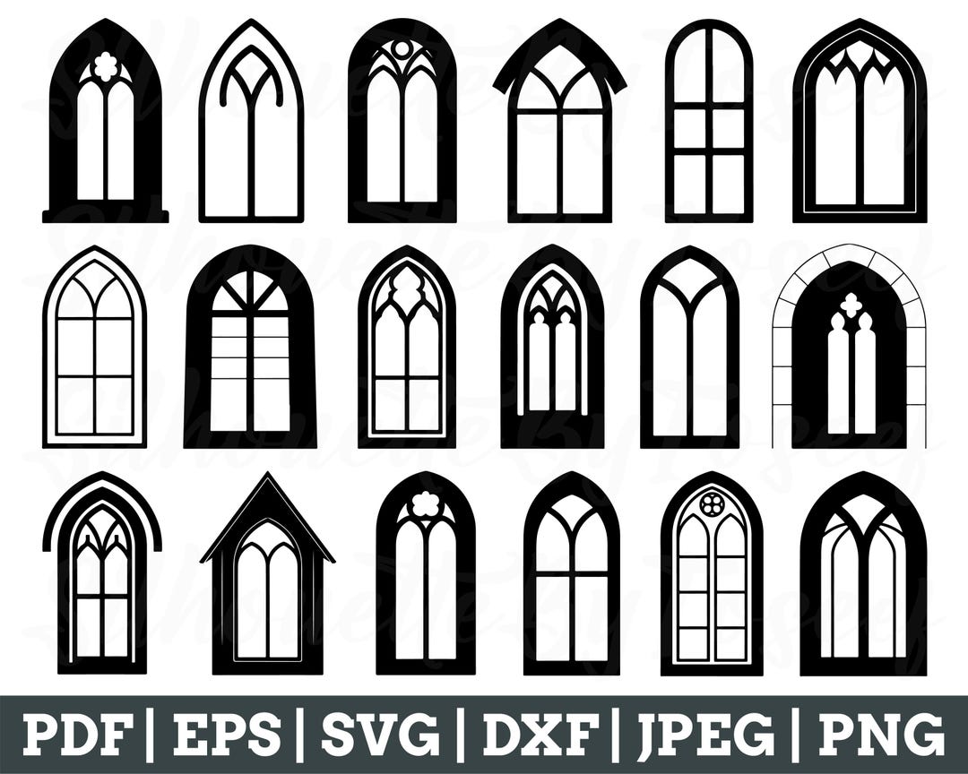 Church Window Svg, Church Windows Cut File, Church Window Silhouette ...