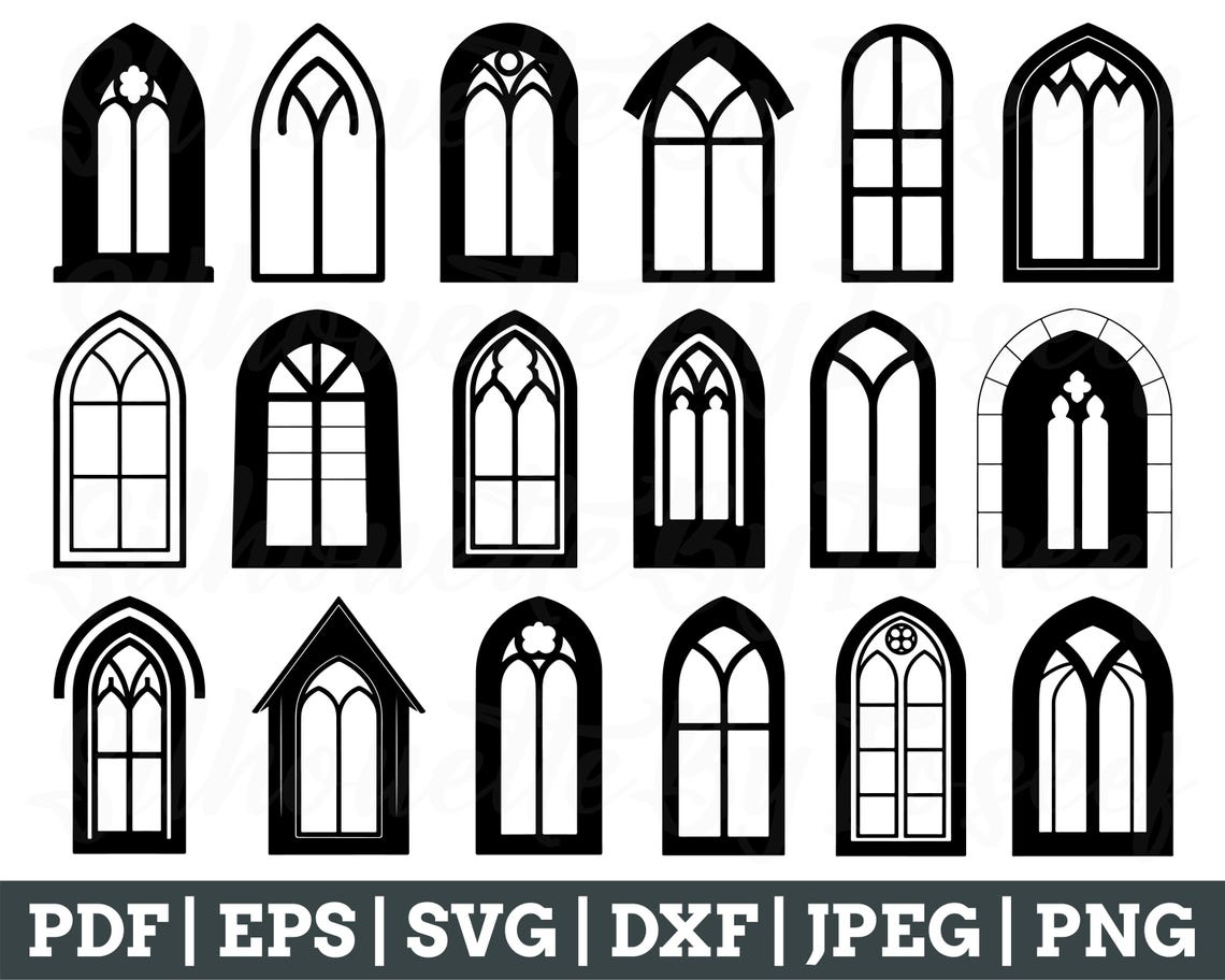 Church Window Svg, Church Windows Cut File, Church Window Silhouette ...