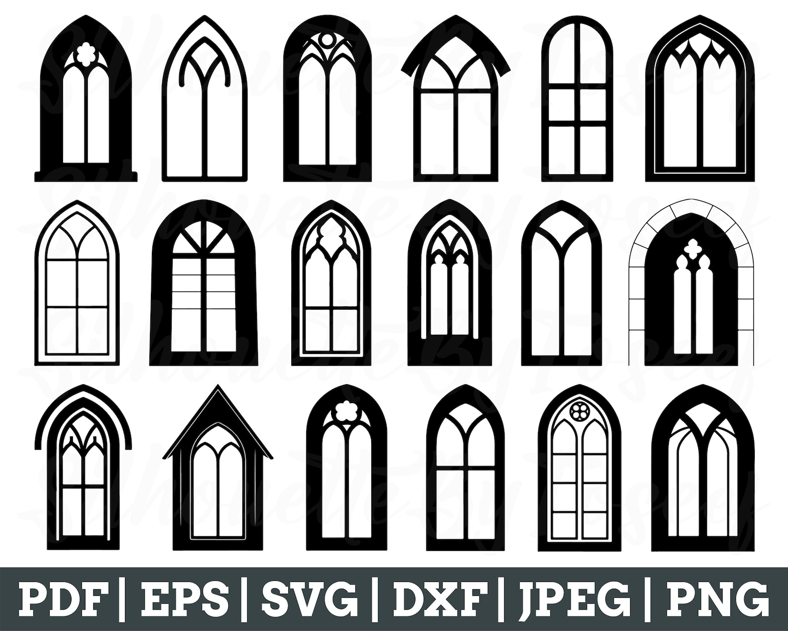 Church Window Svg, Church Windows Cut File, Church Window Silhouette ...
