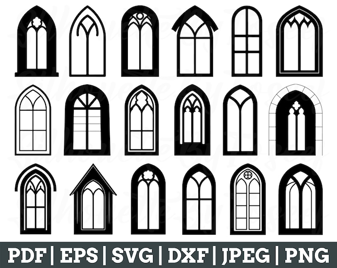 Gothic Window Set Templates. Cathedral Window Files. All Formats! Pdf ...