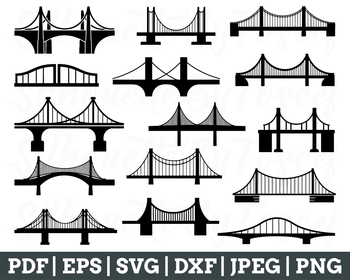 Bridge Svg, Bridge Cut File, Bridges Silhouette, Bridge Vector, Jpeg ...