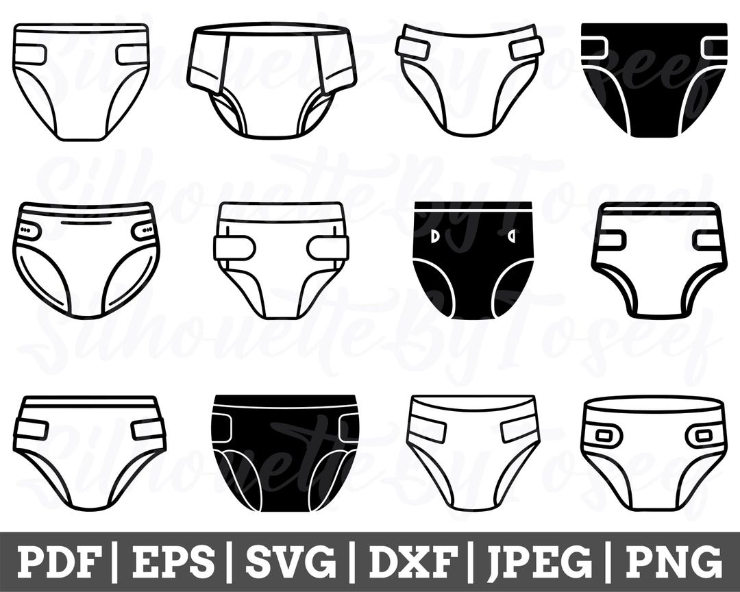 Diapers Svg, Diaper Cut File, Diaper Silhouette, Diaper Vector, Diaper ...