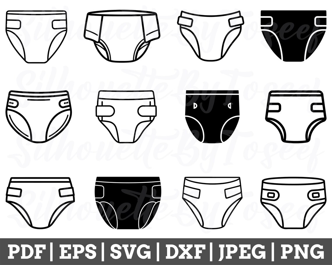 Diapers Svg, Diaper Cut File, Diaper Silhouette, Diaper Vector, Diaper ...
