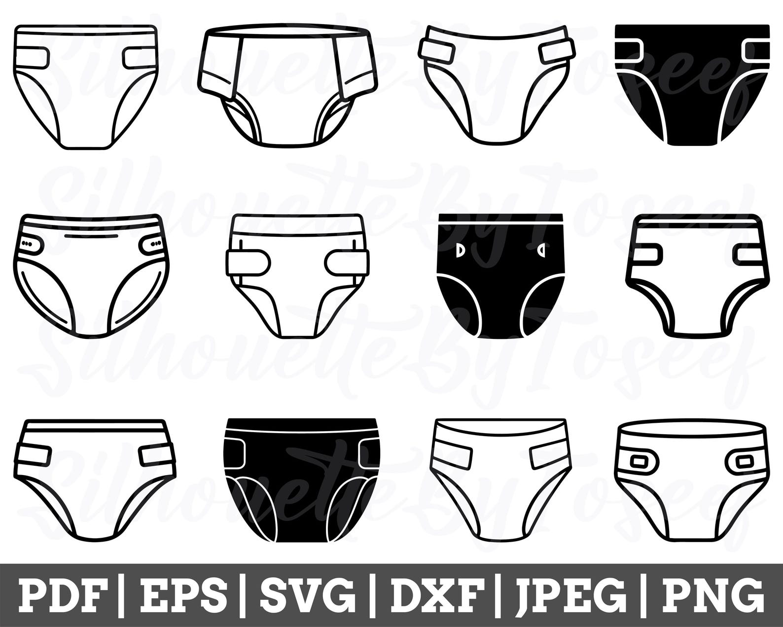 Diapers Svg, Diaper Cut File, Diaper Silhouette, Diaper Vector, Diaper ...