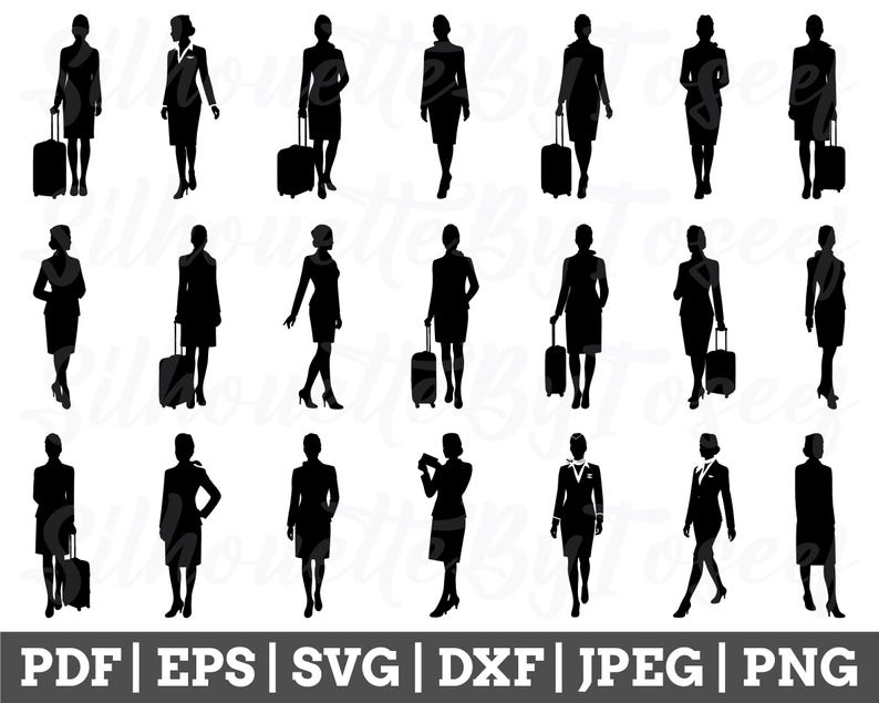 Air Hostess Svg, Air Hostess Silhouette, Air Hostess Cut File, Air ...