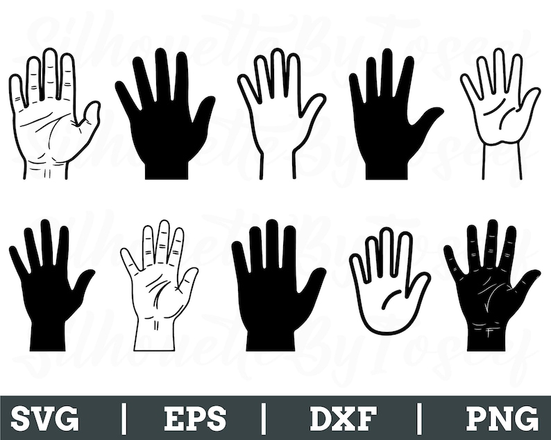 Hand Svg, Hand Silhouette, Hand Vector, Hand Dxf, Png - Etsy