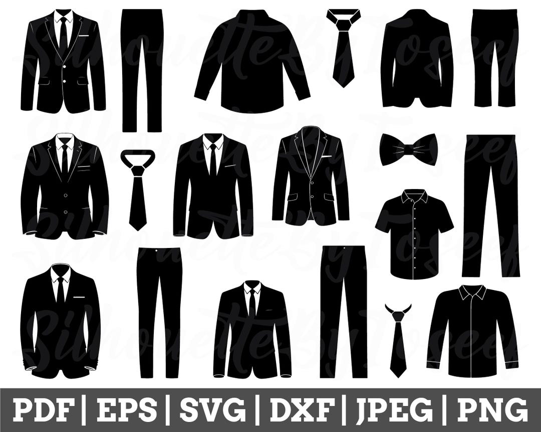 Suit Svg, Suit Silhouette, Suit Cut File, Suit Vector, Neck Tie, Pant ...