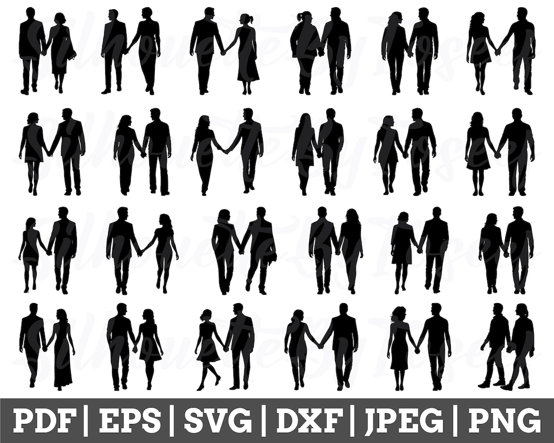 Couple Svg, Couple Cut File, Couple Holding Hands Silhouette, Couple ...