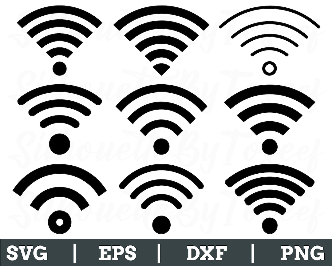 Wifi Signal Svg, Wifi Signal Icon Silhouette, Wifi Icon Vector, Dxf ...