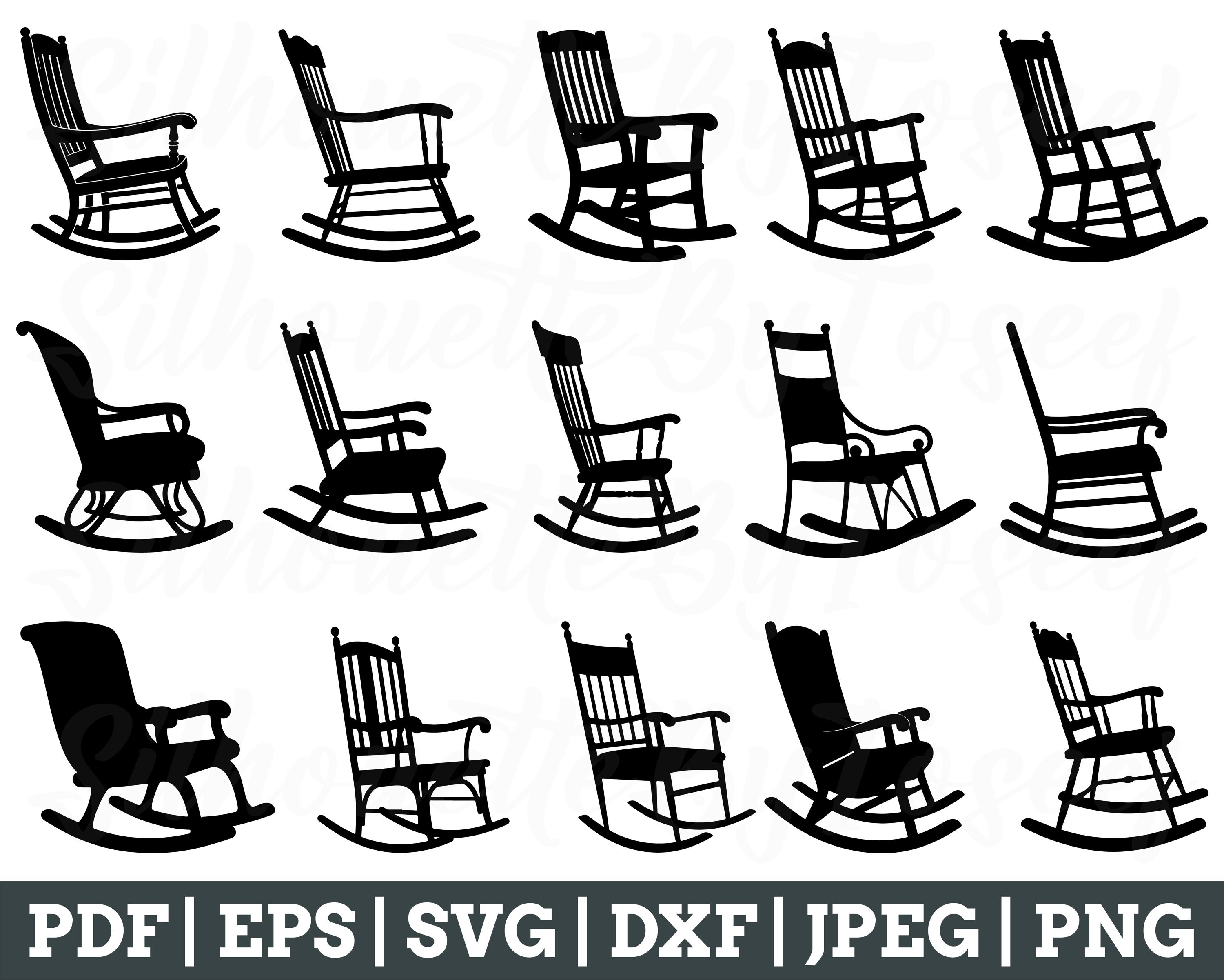Rocking Chair Svg, Rocking Chair Cut File, Rocking Chair Silhouette ...