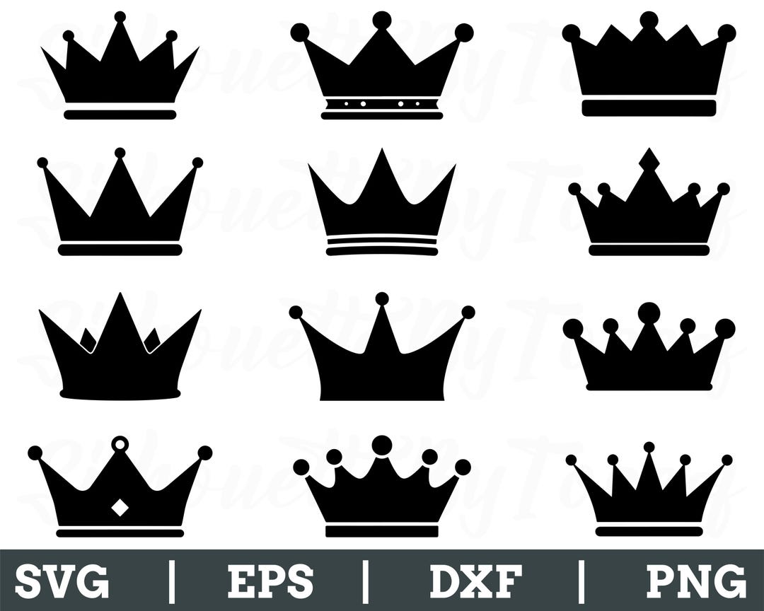 Crown Svg, Crown Silhouette, Crown Dxf, Crown Cut File, Png - Etsy