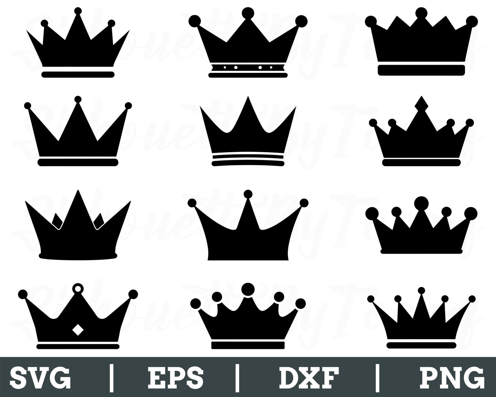 Crown Svg, Crown Silhouette, Crown Dxf, Crown Cut File, Png - Etsy