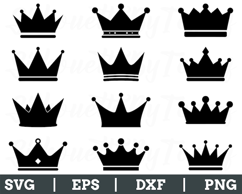 Crown Svg, Crown Silhouette, Crown Dxf, Crown Cut File, Png - Etsy