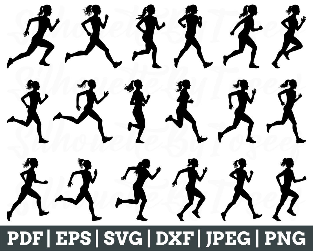Female Running Svg, Female Running Cut File, Female Running Silhouette ...