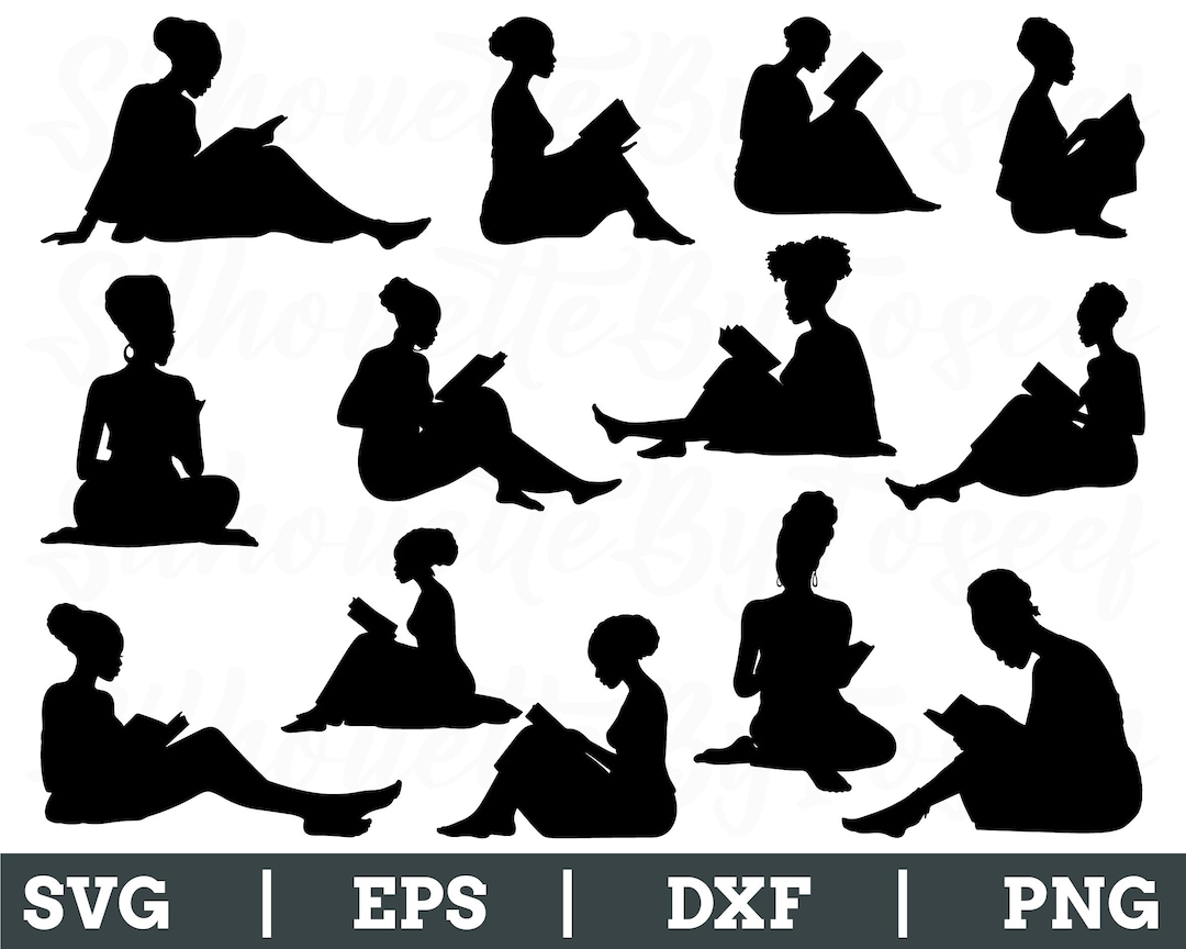 African American Girl Reading Svg, Girl Reading Silhouette, Dxf, Png - Etsy