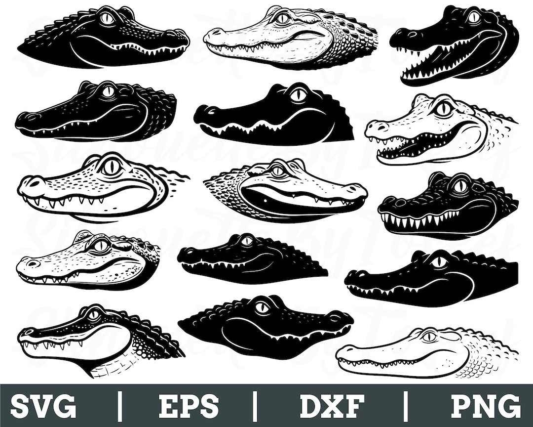 Alligator Head Svg, Alligator Head Silhouette, Alligator Head Vector ...